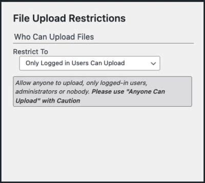 Upload Settings Simple File List