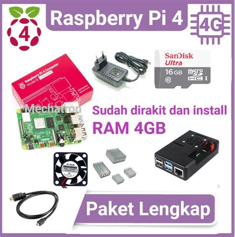 Raspberry Pi 4 Model B 4GB Paket Lengkap Siap Pakai UK Pi4 4 GB Tiga Dua