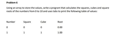 Solved Problem 6 Using An Array To Store The Values Write A Chegg Com