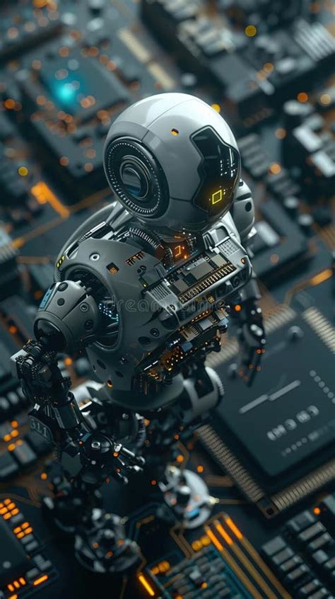illustration of a computer chip icon transforming into a robot