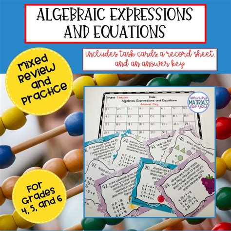 Algebraic Reasoning Expressions And Equations Task Cards Algebraic