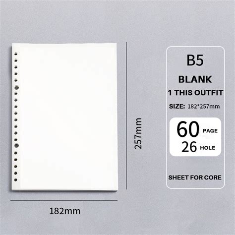 Hightune Binder Notebook A5 B5 Refillable Binder Loose Leaf 60 Sheets Binder Notebook Refill