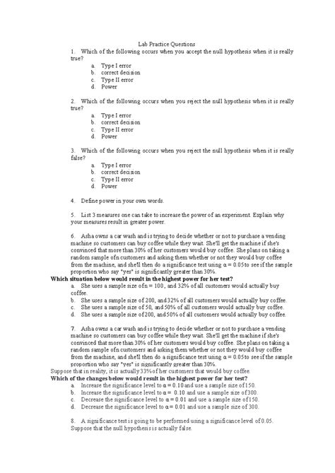 Lab Practice Questions With Answers Lab Practice Questions Which Of The Following Occurs