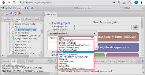 systems biology model export biouml platform