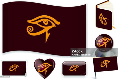 이집트 제국 플래그입니다 벡터 그림 3 레이어입니다 그림자 플랫 플래그 조명 및 그림자 0명에 대한 스톡 벡터 아트 및 기타