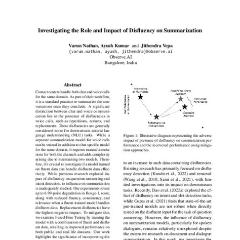 Investigating The Role And Impact Of Disfluency On Summarization Acl