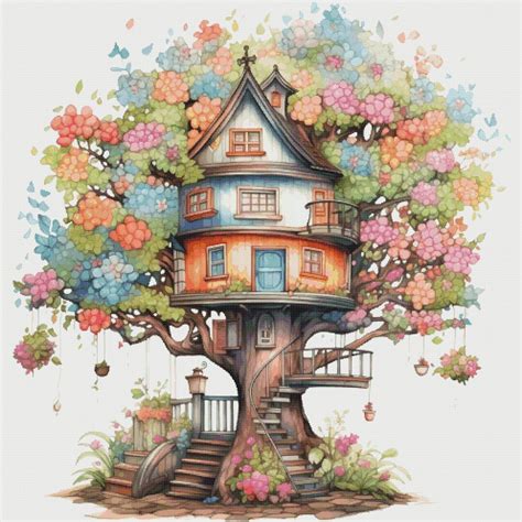 Treehouse Cross Stitch Pattern Pdf Counted House Village Fabulous Fantastic Magical