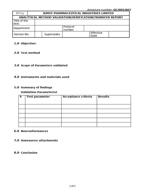 A03 Method Validation Report Pdf