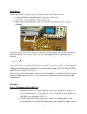 Oscilloscope and RC Circuits - Introduction: In this experiment we explore many facts about the ...