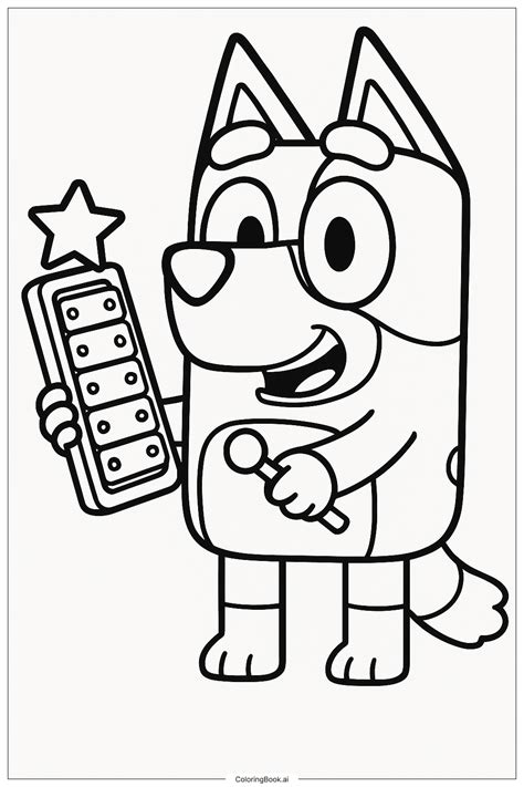 Bluey With A Magic Xylophone Coloring Page Free Pdfandpng Printable