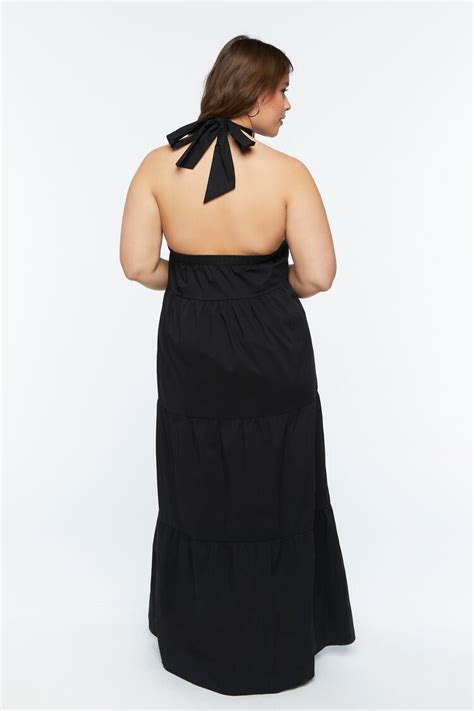 Plus Size Poplin Halter Tiered Maxi Dress Forever21us