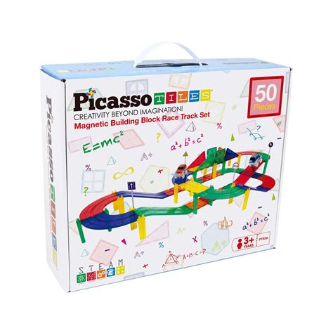 Picasso Tiles Magnetic Race Track 50st Tegels Racebaan Met Led Auto