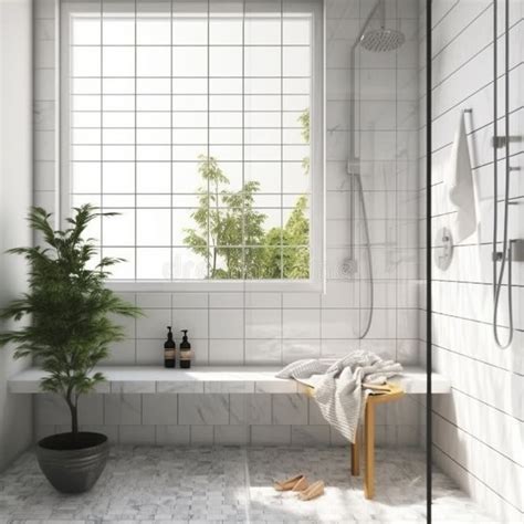 Marble Vanity Counter Shower Bench Stock Illustration Illustration