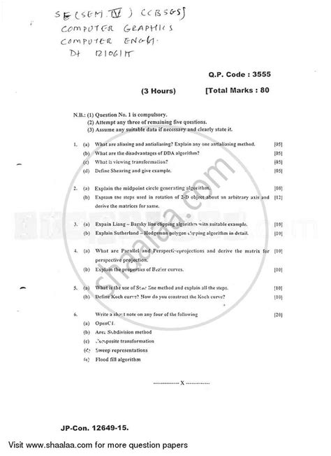 Computer Graphics 2014 2015 Be Computer Engineering Semester 4 Se Second Year Cbgs Question