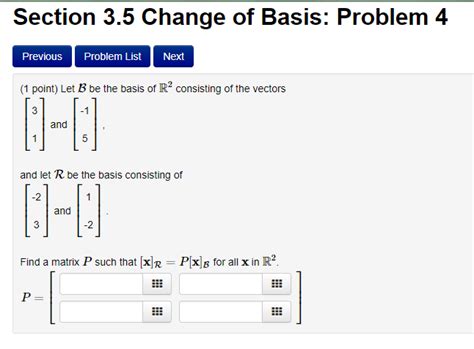 Solved Let B Be The Basis Of R Consisting Of The Vectors Chegg