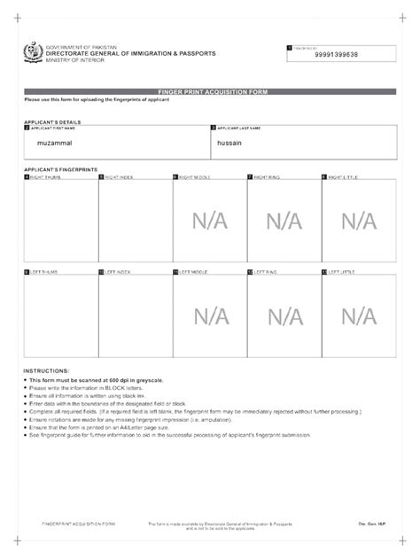 Finger Print Form Pdf