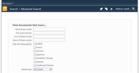 Matthew Yarlett Customising The Sharepoint Advanced Search Page
