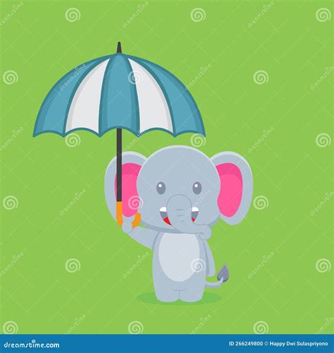 Cute Elephant Holding Umbrella Stock Vector Illustration Of Teddy