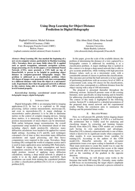 Pdf Using Deep Learning For Object Distance Prediction In Digital