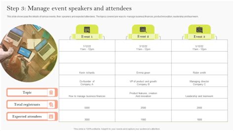 step 3 manage event speakers and attendees ppt styles graphics template