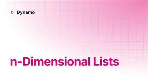 N Dimensional Lists Dynamo N Dimensional Lists Dynamo
