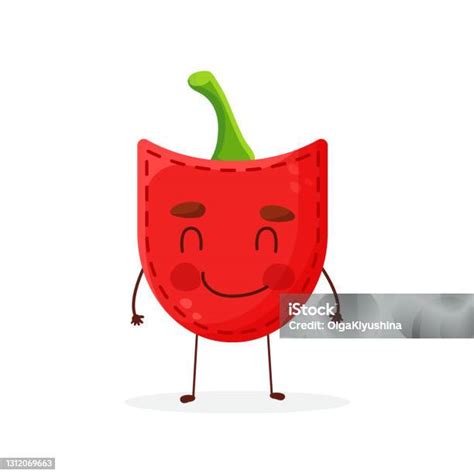 파프리카 모양의 패치 포켓 캐릭터 포켓 파프리카 만화 스타일 흰색 배경에 격리 디자인 요소입니다 셔츠 책 스티커 카드 포스터에 대한 템플릿 벡터 일러스트레이션 0명에 대한