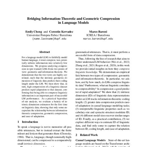 Bridging Information Theoretic And Geometric Compression In Language Models Acl Anthology