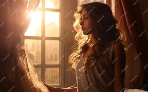 Premium Ai Image Beautiful Young Girl In Bedroom Generative Ai