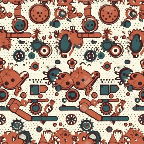 Premium Ai Image Seamless Steampunk Pattern