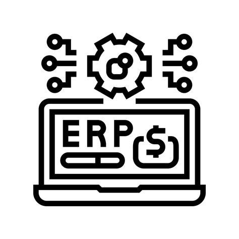 Erp Digital Business Line Icon Vector Illustration 10234509 Vector Art