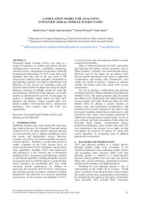 Pdf A Simulation Model For Analysing Unmanned Aerial Vehicle Flight Paths