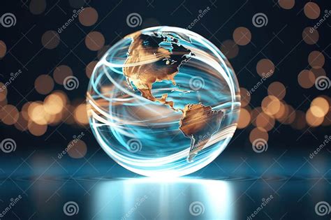 Abstract Globe Focusing On North America Representing Interconnected