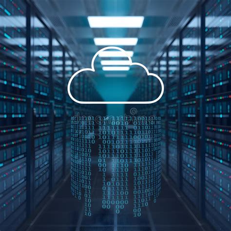 Cloud Above Binary Code Cylinder Suggests Futuristic Cloud Storage