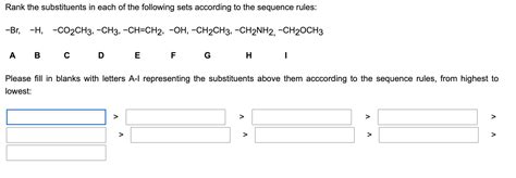 Solved Rank the substituents in each of the following sets | Chegg.com