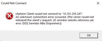 VSphere Client Could Not Connect 503 VMware VSphere