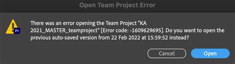 solved team project error code 1609629695 adobe community 12769368