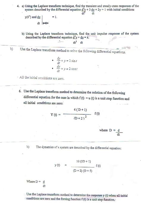 laplace transform method and control systems