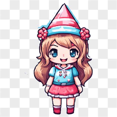 Baixe Menina De Desenho Animado Kawaii Em Vestido Rosa E Chap U De Anivers Rio Kawaii Creative