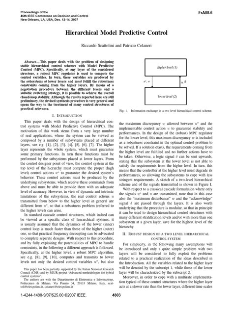 Hierarchical Model Predictive Control Pdf Applied Mathematics Mathematics