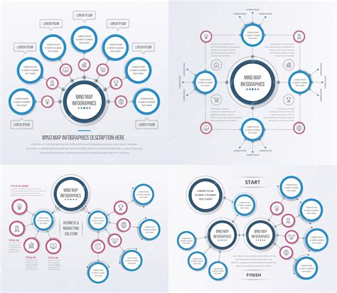 Premium Vector Mind Map Infographics Template Bundle