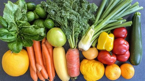 Assorted Fresh Fruits And Vegetables On Display Stock Illustration