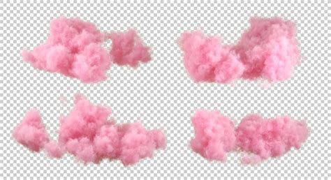 투명도 배경 3d 렌더링에 부드러운 분홍색 구름 적운 모양 프리미엄 Psd 파일