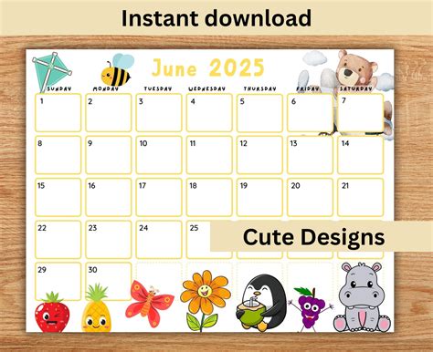 2025 Monthly Calendar Printable Teddy Monthly Planner 2025 Fillable