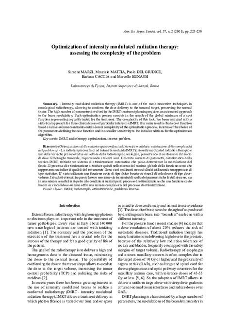 Pdf Optimization Of Intensity Modulated Radiation Therapy Assessing