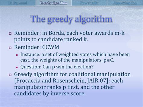 ppt algorithms for the coalitional manipulation problem powerpoint presentation id 1747697