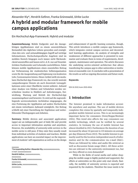 Pdf A Hybrid And Modular Framework For Mobile Campus Applications