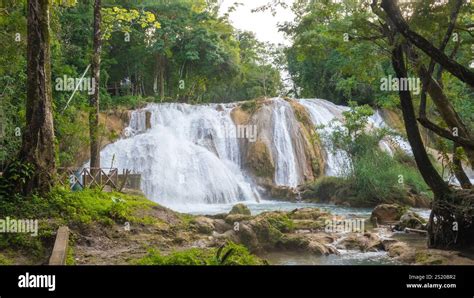 Landsape Of Agua Azul With Waterfalls In The Tropical Forest Of
