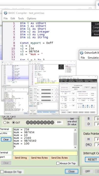 8085 simulator ide with basic compiler assembler disassembler
