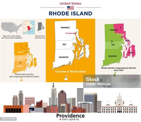 로드 아일랜드 카운티 지도 및 2023년 이후 하원의원 선거구 지도 프로비던스 스카이라인 벡터 세트 0명에 대한 스톡 벡터 아트 및 기타 이미지 Istock
