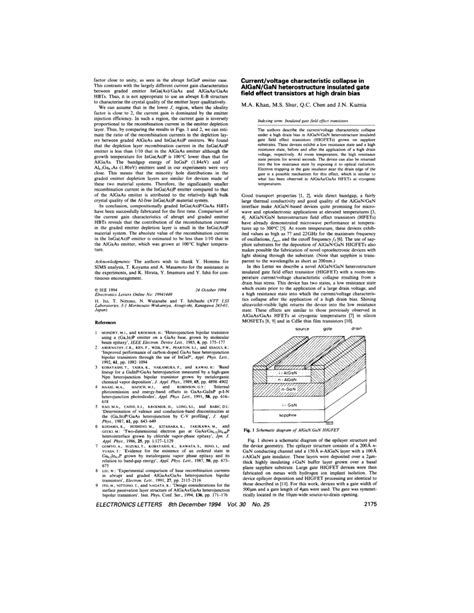 Pdf Currentvoltage Characteristic Collapse In Algangan Heterostructure Insulated Gate Field